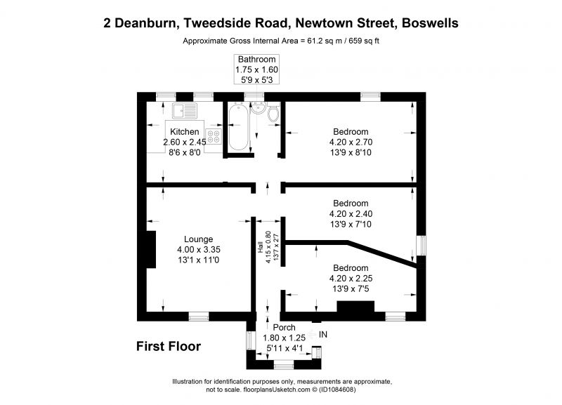 3 Bed First Floor Flat in Tweedside Road Guide Price £120,000 | 2 ...